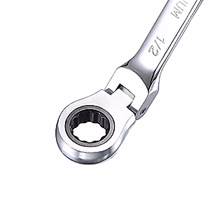 uxcell 1/2 Inch Flex-Head Ratcheting Combination Wrench SAE 72 Teeth 12 Point Ratchet Box Ended Spanner Tools, Cr-V