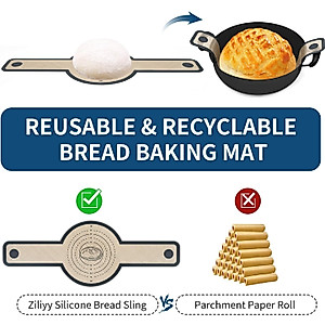2 Pcs Silicone Bread Sling for Dutch Oven Liners Silicone Baking Mat [Non-Stick & Heat Resistant] Reusable Sourdough Bread Baking Supplies with Long Handle Bread Making Tools for Transfer Sourdough