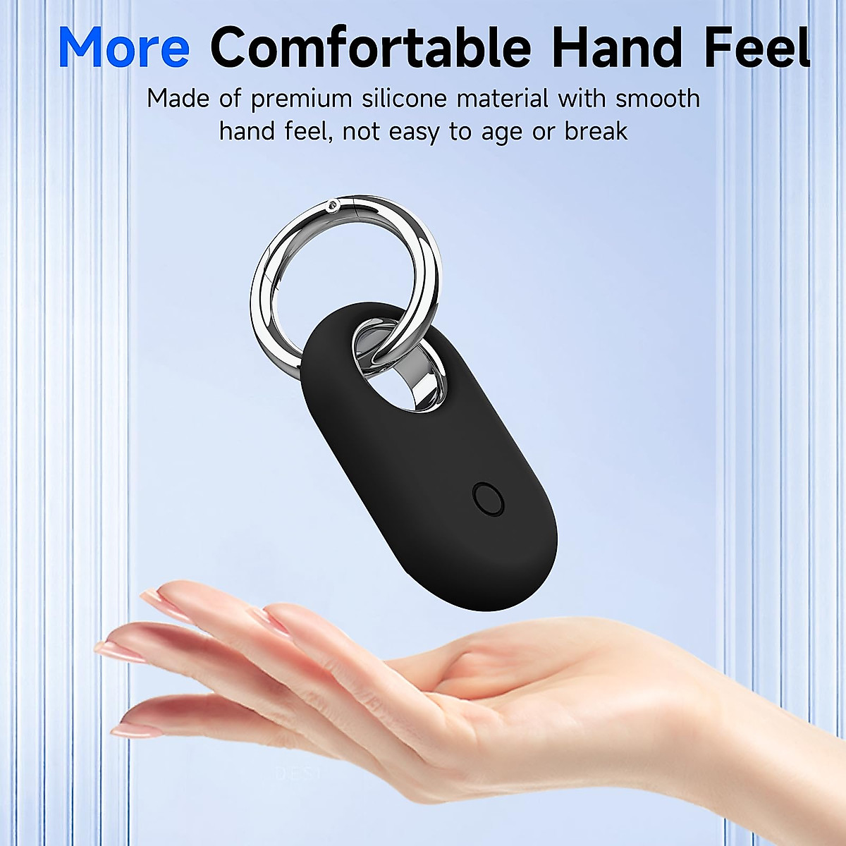 LDSXAY Compatible with Samsung Galaxy SmartTag2 Case, 2 Pack Scratch Resistant Silicone Protective Skin Cover for Galaxy SmartTag2 Case with Key Ring, Soft Touch (Black+Blue)