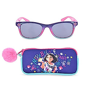 Disney Encanto Girls Sunglasses For Kids with Matching Glasses Case | Cute Sunglasses for Girls (Pink-Purple)