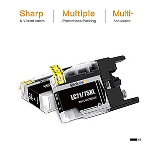 E-Z Ink (TM Compatible Ink Cartridge Replacement for Brother LC-75 XL LC75 XL LC-71 XL LC71XL High Yield Compatible with MFC-J6510DW MFC-J6710DW MFC-J6910DW MFC-J280W MFC-J425W(Black,4 Pack)