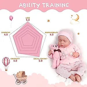 JIZHI Lifelike Reborn Baby Dolls - 18 Inch-Soft Body Realistic-Newborn Baby Dolls American Sleeping Girl Real Life Dolls with Clothes and Toy Accessories Gift for Kids Age 3+