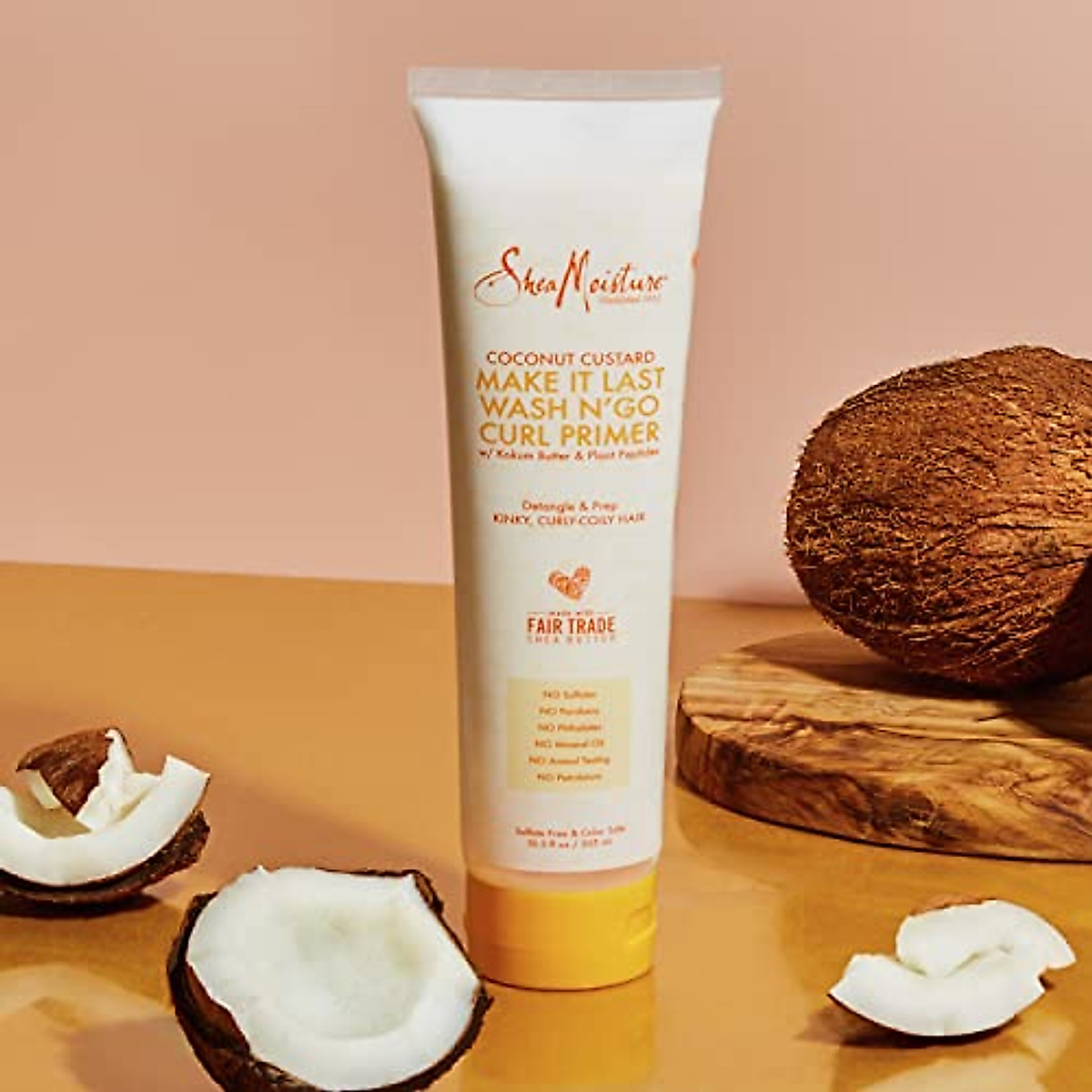 SheaMoisture Coconut Custard Curl Defining Cream - Make It Last Wash N' Go Primer, Enhancer & Detangler for Wavy & Curly Hair, Organic Shea Butter, 10.3 Oz