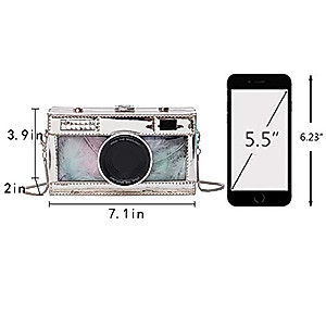 Rebecca US Rebecca Women Retro Radio Shape Crossbody Bag PU Leather Vintage Top Handle Handbag Purse (X-White)