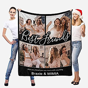 InterestPrint Custom Best Friend Blanket Gifts for Besties, Personalized Friendship Blankets Photo Collage Gift, Blanket for BFF Birthday Christmas Thanksgiving, 30 x 40 Inches