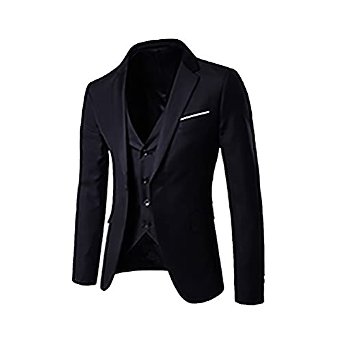 Men's Slim Fit 3 Piece Suits Notch Lapel One Button Business Wedding Prom Suit Jacket Blazer Tux Vest & Trousers Black