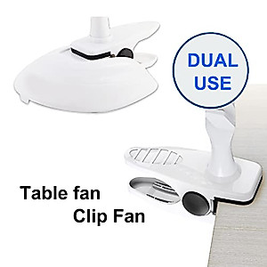 6 inch 2 speed-Adjustable Tilt, 2 in 1 clip and table fan Personal Clip On Fan plug in clip fan For The Home, Office, Dorm White color Fan