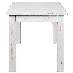 Flash Furniture HERCULES Series 46" x 30" Rectangular Antique Rustic White Solid Pine Farm Dining Table