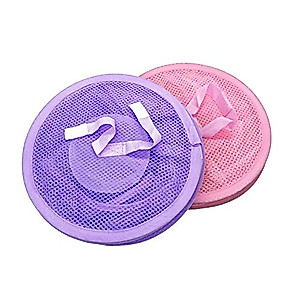 Goldenvalueable Hanging Mesh Space Saver Bags Organizer 3 Compartments Toy Storage Basket for Kids Room organization mesh hanging bag 2 Pcs Set, Pink and Purple