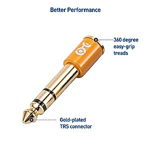 Cable Matters 2-Pack Headphone Adapter Kit with 1/4 to 3.5mm Adapter and 3.5mm to 1/4 Adapter (1/8 to 1/4 Adapter, 1/4 to 1/8 Adapter) in Blue and Orange