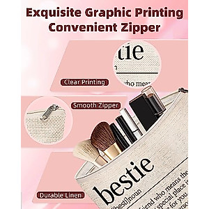 LISEVO Bestie Gifts for Women, Besties Makeup Bag Gift, Cute BestFriend Make Up Bag Presents, Handmade Friendship Cosmetic Bags for Graduation Birthday Valentine Women's Day Easter Christmas