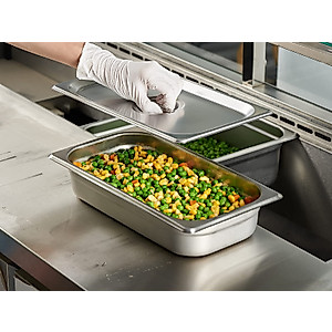 CURTA 6 Pack Anti-Jam Slotted Hotel Pans with Lids, 1/3 Size 2 1/2 Inch Deep, NSF Commercial 18/8 Stainless Steel Chafing Steam Table Food Pan with Covers