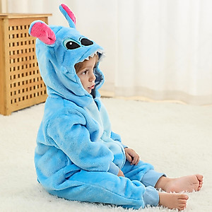 CLOHO Unisex Baby Flannel Romper Animal Onesie Pajamas Costume Hooded Cartoon Outfit Suit