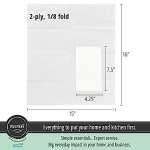 MULMEHË Premium 2-Ply 1/8 Fold Dinner Napkin for Restaurants, Catering, Home, and Events, 15x16", White, 150 Pack