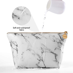 LAIXING Marble Makeup Bag Large Cosmetic Bag Portable Waterproof Organizer Bag Travel Toiletry Pouch for Women Girls