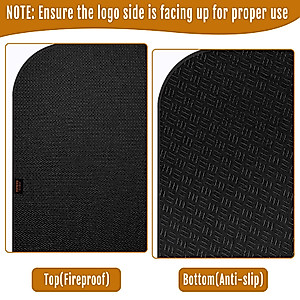 TOTIDYH Fireplace Hearth Rug, 42 X 24 inches Fireproof Fireplace Mat, Silicone and Fiberglass Black Fire Resistant Pad for Kitchen Wood Stove Floor Protector Indoor Outdoor