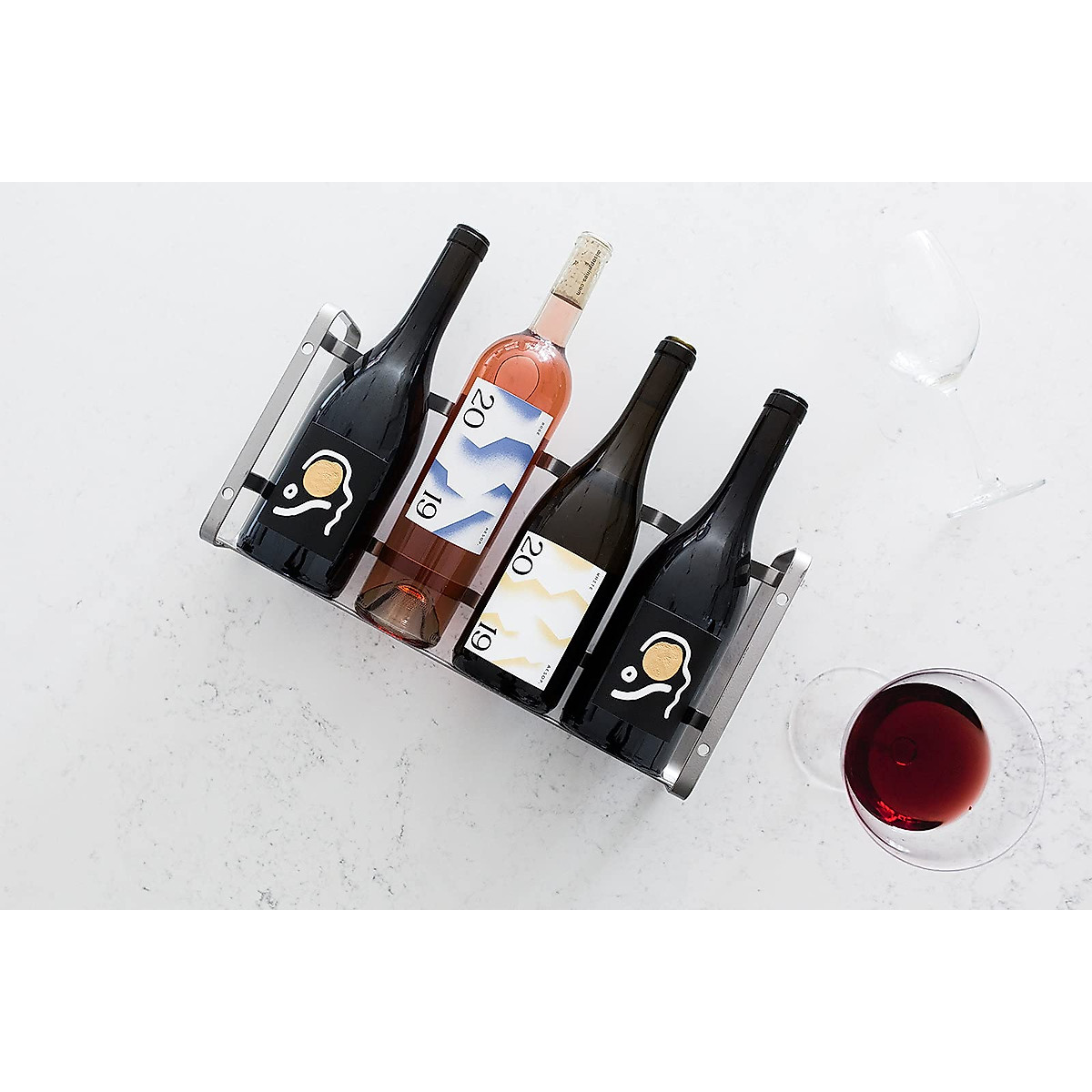 Better Houseware Silver Coated Steel Stackable Modular Wine Rack- 4 Bottles