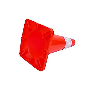 12 Pack 18" Traffic Cones Safety Road Parking Cones Weighted Hazard PVC Cones Construction Cones for Traffic Fluorescent Orange with w/4" Reflective Strips Collar Plastic Safety Signs (12)