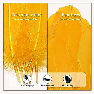 FeelfunFeather 120pcs Golden Yellow Goose Feathers 6-8 Inch 15-20cm Decorative Natural Goose Nagoire Feather Bulk for DIY Crafts Cosplay Wedding Party Christmas Halloween Home Decoration