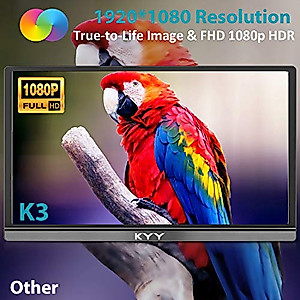 KYY Portable Monitor 15.6inch 1080P FHD USB-C Laptop Monitor HDMI Computer Display HDR IPS Gaming Monitor w/Premium Smart Cover & Speakers, External Monitor for Laptop PC Mac Phone PS4 Xbox Switch