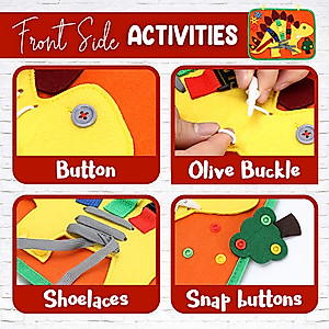 LESONG Dinosaur Busy Board - Preschool Basic Skills Montessori Toys for Toddlers 3 4 Years Old for Fine Motor Skills & Educational Learning Toys - Sensory Toy for Airplane or Car