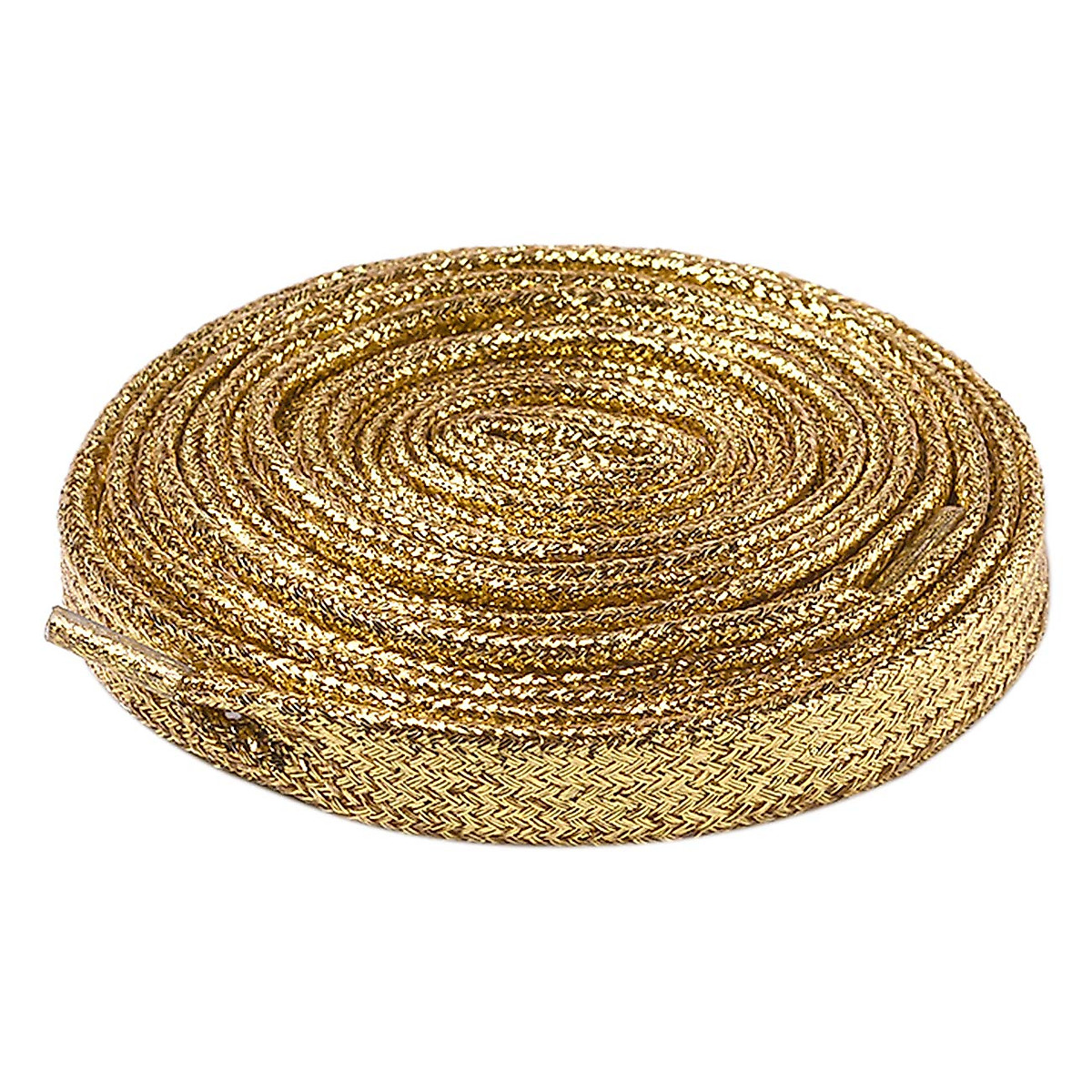 Santimon Metallic Glitter Flat shoelaces Colorful Fashion 2 pairs for Canvas Sneaker Athletic Shoes Light Gold 51"