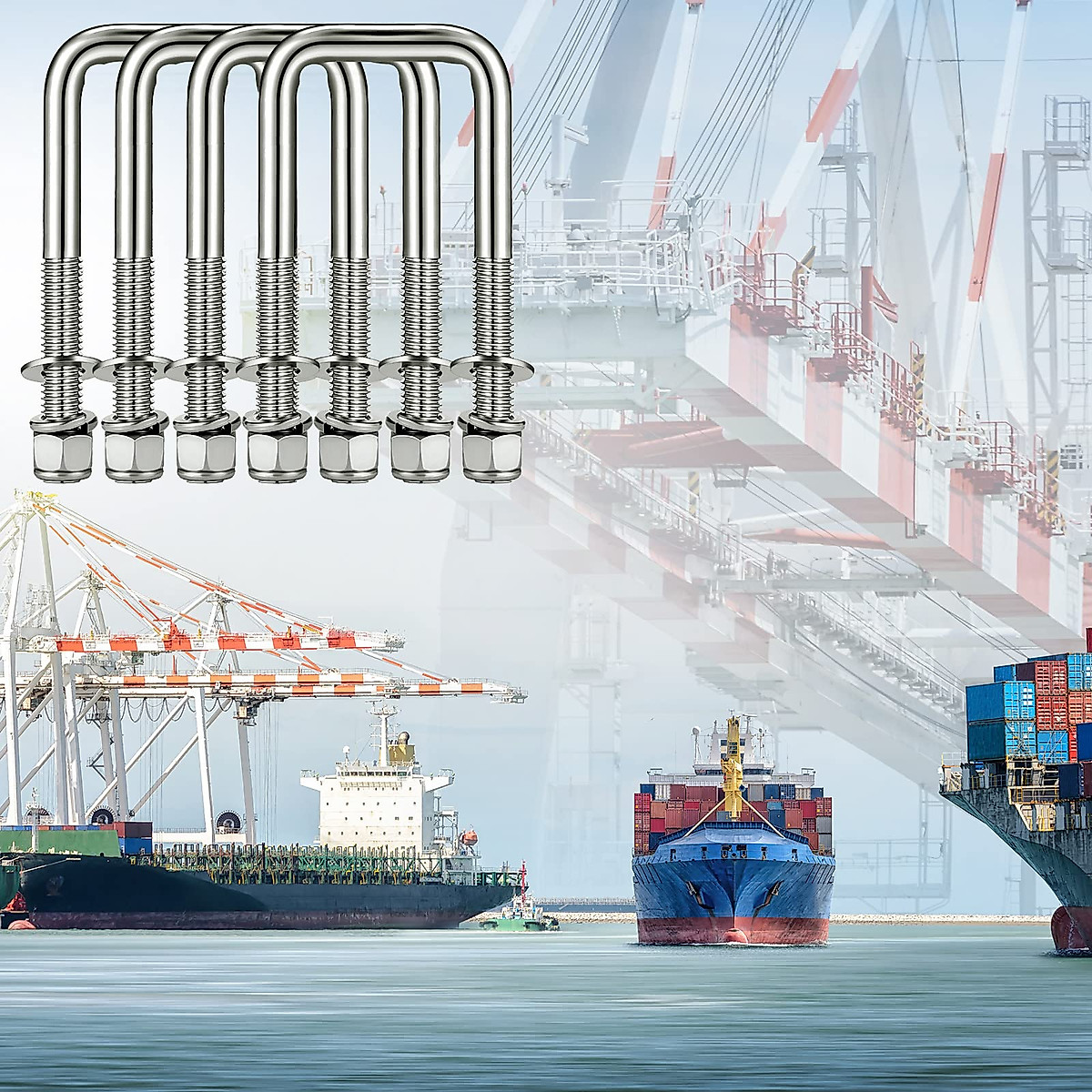 4 Pcs Hotop 304 Stainless Steel Square U-Bolt Boat Trailer U-Bolts with Washers and Nuts l Heavy Duty U Bolt for Sailboat Trailer Automobiles Industrial Part (1/2 D x 2 1/16 W x 4 3/4 Inch)