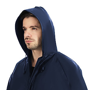 Ultra-Lite Rain Suit for Men Women Waterproof Protective Rain Coat with Pants 2 Pieces Rain Gear for Climbing,Cycling, Farming, Hiking(Navy,3XL)