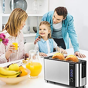 Long Slot Toaster, 2 Slice Toaster Best Rated Prime with Warming Rack, 1.7'' Extra Wide Slots Stainless Steel Toasters, 6 Bread Shade Settings, Defrost/Reheat/Cancel, Removable Crumb Tray, 1000W