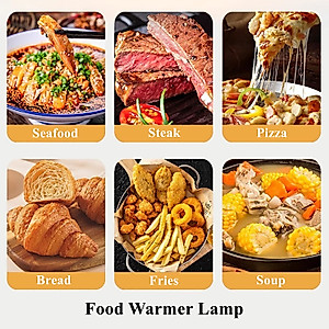 WTTTTW Food Heat Lamp Commercial 500W Portable Heat Lamp for Food, 2-Head Stainless Steel Food Heating Lamp, Catering Food Warmer Lamp for Kitchen Restaurant Cafeteria
