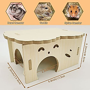 kathson Hamster Hideout Wooden Dwarf Hamster House Cute Syrian Hamster Hideout Hamster Sleeping House Detachable Handmade Hamster Hut Hide