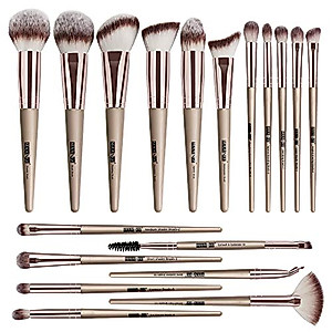 Makeup Brushes, 18 Pcs Professional Premium Synthetic Make Up Brushes, Foundation Powder Concealers Eye Shadows Makeup Brush Set (Champagne Gold)