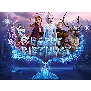 Frozen Backdrop 1st Birthday Backdrop Baby Shower for Girl Elsa Princess Party Supplies Banner Background Photography Ice Castle