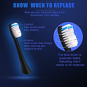 BTFO Electric Toothbrush with 5 Modes, 2pcs Replacement Brush Heads USB Rechargeable Smart Electronic Toothbrush with Holder for Adults IPX7 Waterproof Timing Fast Charging (Black, 1741-01)