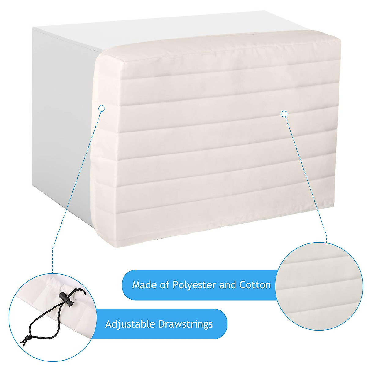 Tatuo 2 Pieces Indoor Air Conditioner Cover Inside Window Unit Double Insulation Cover with Drawstring (White, 21 x 14 x 3 Inch)