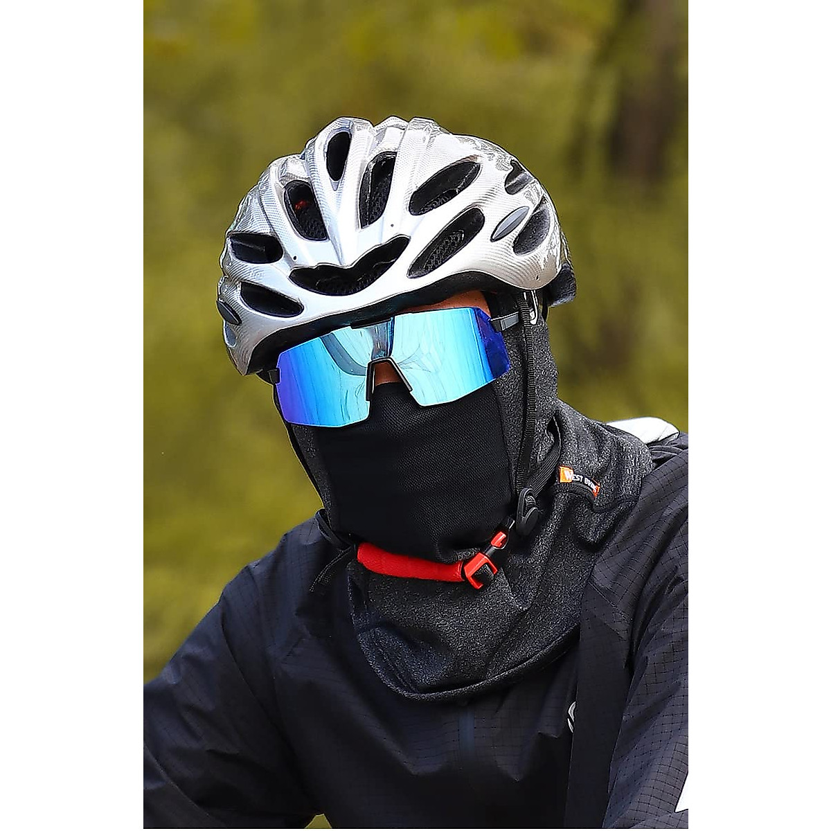 LEICURACE Skull Cap with Glasses Holes Thermal Cycling Helmet Liner Running Beanie for Men Women Black