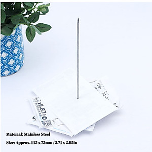 Hilitand Stainless Steel Straight Rod Paper Memo Holder with Clip Check Spindle Bill Fork Receipt Invoice Spike Stick Holder