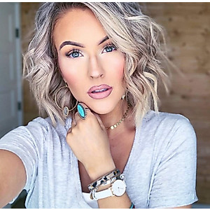 SUKKCCNO Vintage 925 Sterling Silver Open Ring Marquise Cut Natural Bohemia Turquoise Jewelry, Chic Hand Made Jewelry Adjustable Turquoise Moonstone Ring Wedding Ring for Women Gift