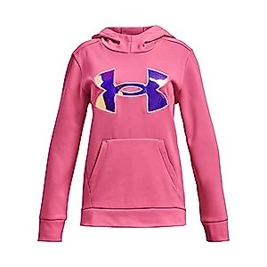 Under Armour Girls ArmourFleece Iridescent Big Logo Hoodie , (640) Pink Punk / / Iridescent , Youth Medium