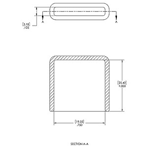 Caplugs 99190517 Plastic Rectangular Finishing Cap with Flat End Grip. VRF-125X750-16, Vinyl, Length 1.000" ID 0.750", Black (Pack of 400)