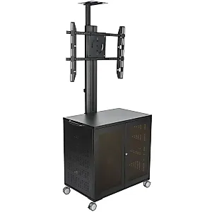 Displays2go LPGP36AV7 Portable TV Stand with Locking Storage Cabinet, 30-84 Inch VESA Mount
