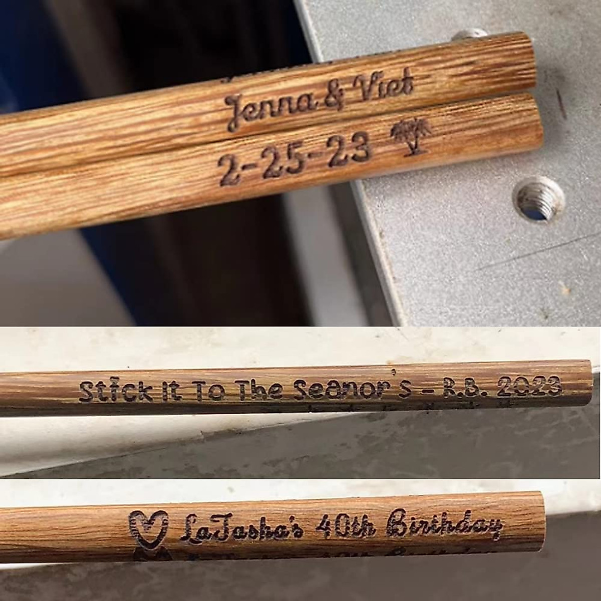 Personalized Custom Wooden Chopsticks with Name Bulk for Beginners Custom Engraved Bamboo Chop Sticks Wedding Favors Party Gifts Housewarming Birthday Party Wedding Gifts(A 120PC)