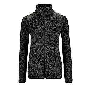 Dolcevida Zip Up Sweaters For Women Fleece Zip Up Speckled Jacket with Pockets (Black Mix, M)