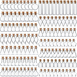 140 Pcs Small Mini Glass Bottles Jars with Cork Stoppers Wishing Bottle Potion Bottles Spell Jars Apothecary Bottles Glass Vials with Corks Decorative Bottles Drifting Bottle for Wedding DIY, Mixed