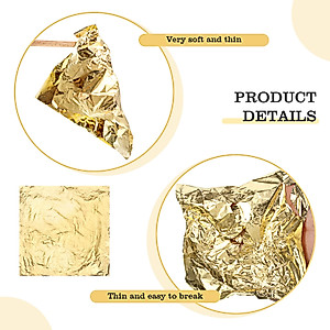 Cunhill 100 Sheets Gold Foil Paper Art Gold Foil Sheets Gilding Brush Thin Gold Leaf Sheets Gold Foil Paper Craft for Arts Painting Gilding Crafting Decoration, 5.5 x 5.5 Inches (Gold)