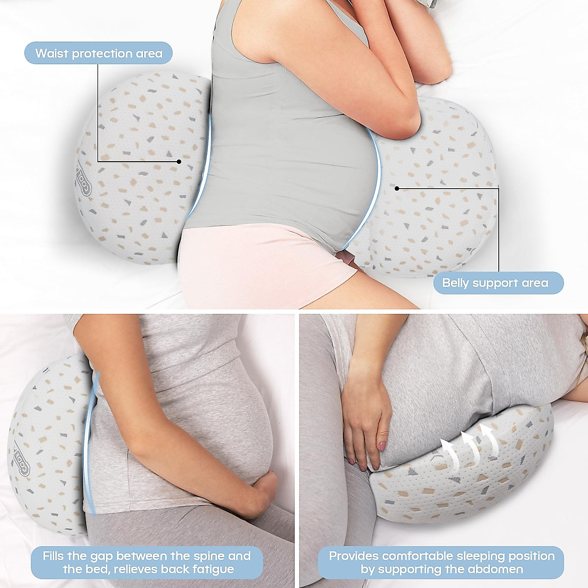 SNUGGZYMOMS Pregnancy Pillow, Bigger Size Stepped Wedge Maternity Pillow for Pregnant Women, with Adjustable & Detachable & Washable Pillow Cover, Support Cushion for Belly, Back, Legs, HIPS