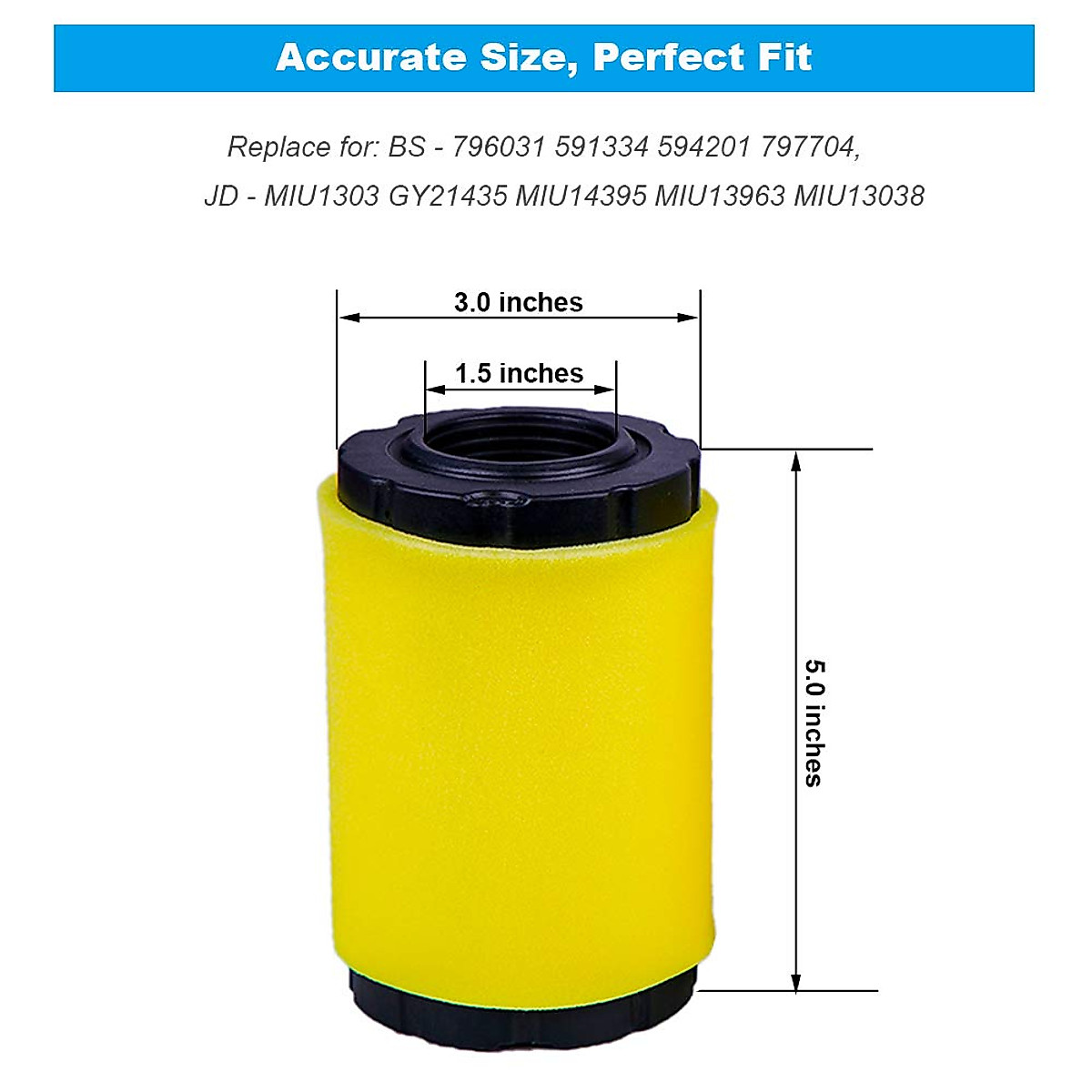 ZLKSKER 796031 Air Cleaner w/Fuel Filter, Replace for B&S 591334 594201 797704 31A507 31A607, Lawn Mower Air Filter