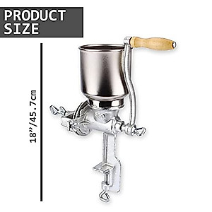 Hand Operated Corn Grain Mill Grinder Useful Kitchen Tool with Big Hopper Adjustable for Corn Coffee Food Wheat Oats Nut Herbs Spices Seeds Grinder Great for Restaurants Commercial Kitchens Bakery