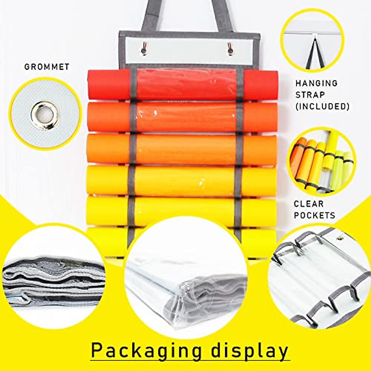 Vinyl Rolls Storage Rack, Vinyl Roll with 24 Compartment Volume Compartments Wall Mount/Door, Vinyl Storage Rack for Craftsmanship (Gray)