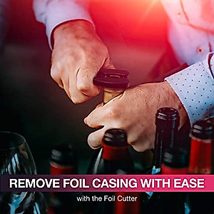 Mueller Electric Wine Opener Set - Rechargeable Batteries and USB Charging Cable - Electric Corkscrew Opener with Foil Cutter, Wine Pourer, Vacuum Stopper (Batteries Included), Valentines Day Gifts